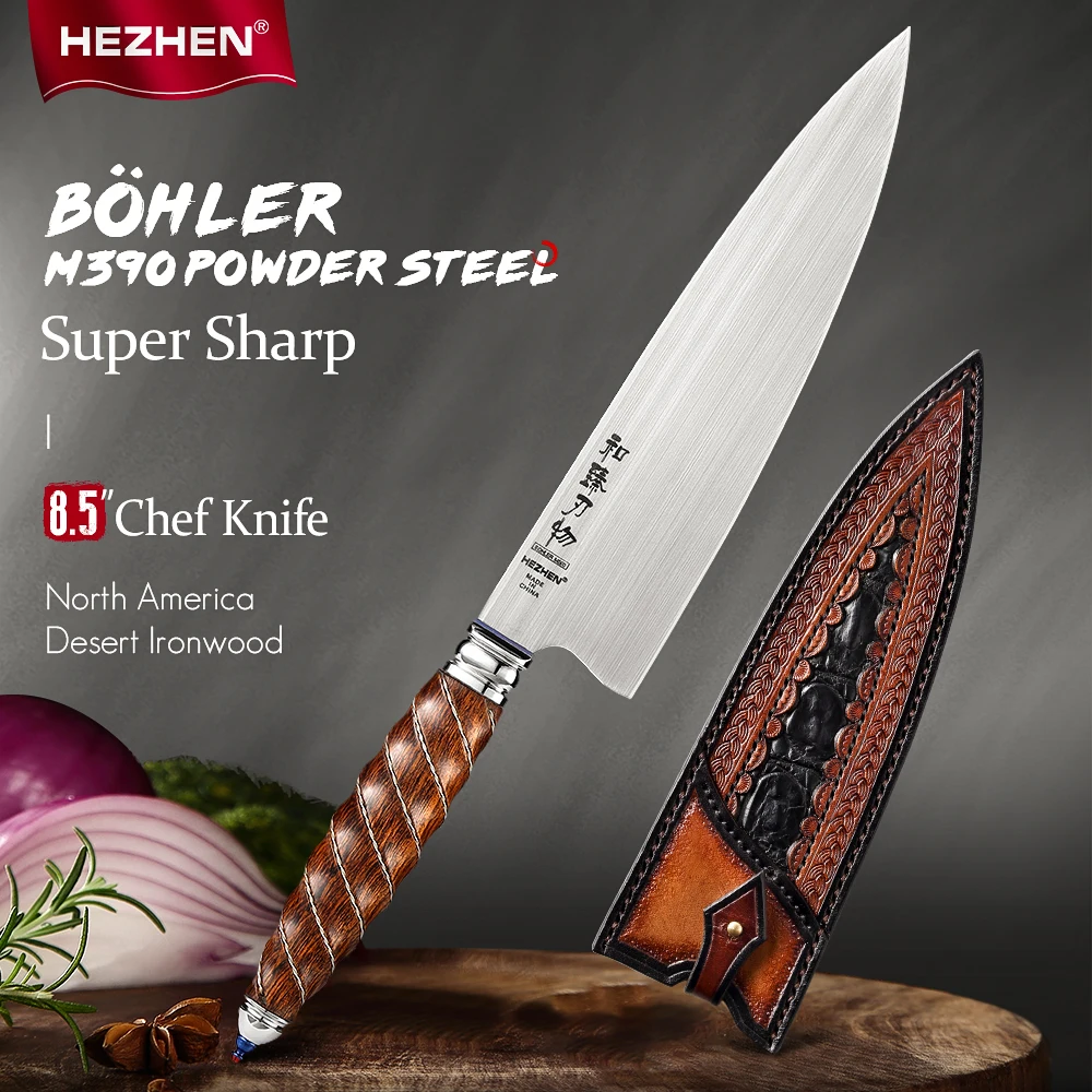 Hezhen 8.5 Inches Chef Knife Böhler M390 Powder Steel Kitchen Tools For ...
