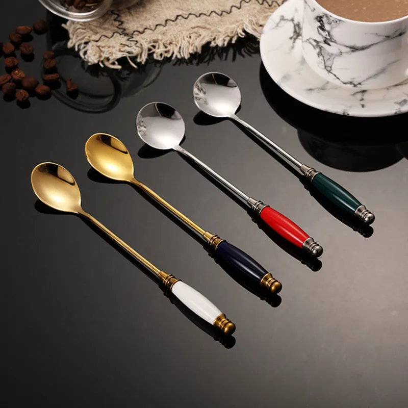 Beautiful-Stainless-Steel-Teaspoons-Coffee-Ice-Cream-Honey-Spoon-with ...
