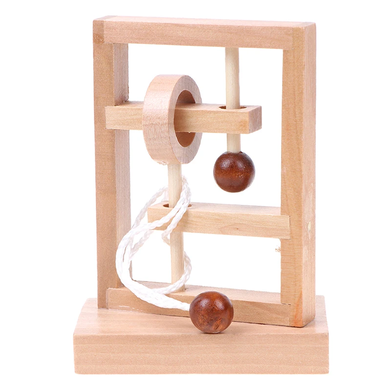 New Desk Novelty 3D Wooden Rope Loop Puzzle IQ Mind String Brain teaser ...