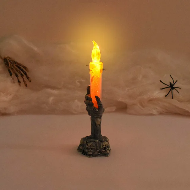 Halloween Skull Led Candle Light Skeleton Handheld Bat Candlestick ...