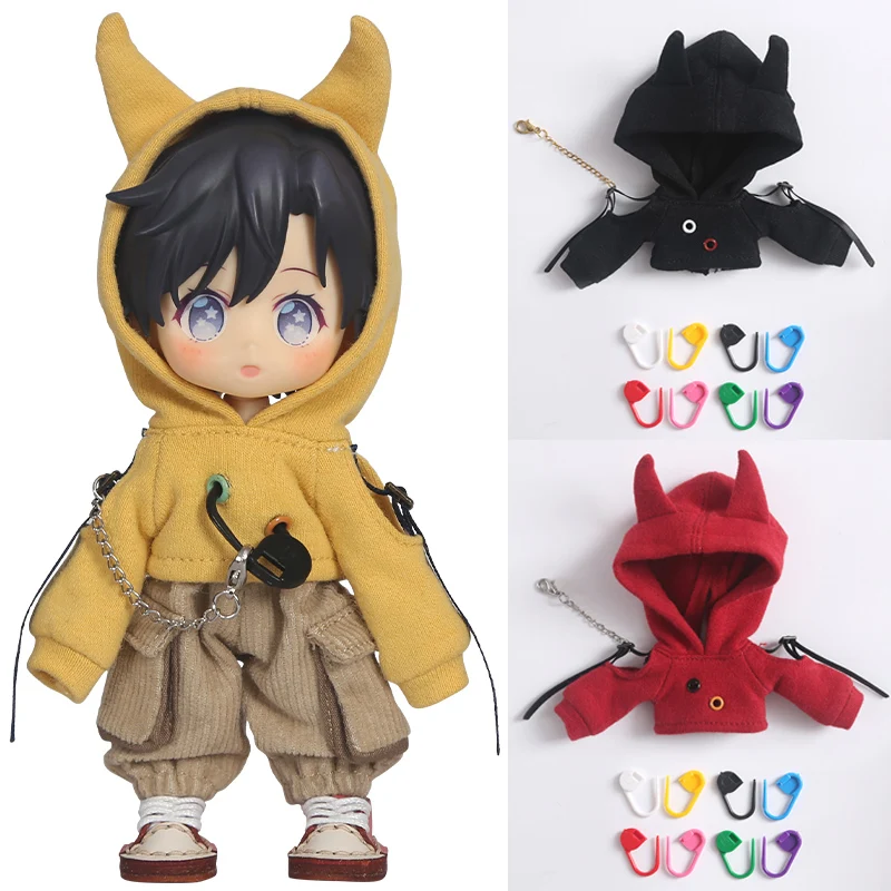 BJD clothes fashion little devil sweater hoodie or casual overalls pants for ob11 molly, GSC ...