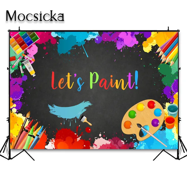 Mocsicka Let's Paint Party Backdrop Graffiti Splatter Art Painting ...