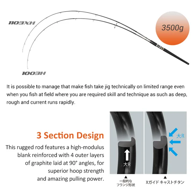 NOEBY 쇼어 캐스팅 낚싯대, 후지 가이드 DPS 릴 시트 스피닝 로드, 농어 겨울 낚싯대, H XH 3 섹션, 3.05m ...