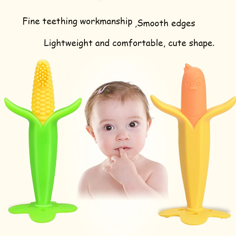Baby Silicone Teether Banana Corn Infant Chew Tooth Toys Baby Dental ...