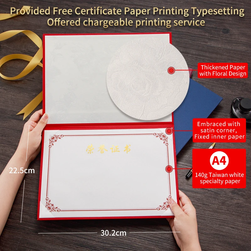 Hardcover A4 Blank Customized Black Certificate Holder Printing Green ...