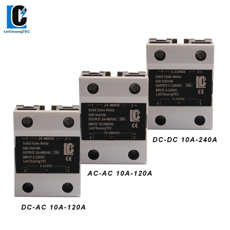SSR DC TO AC AC To AC DC To DC Single Phase Solid State Relay 10A 25A 40A 60A 80A 100A 120A ...