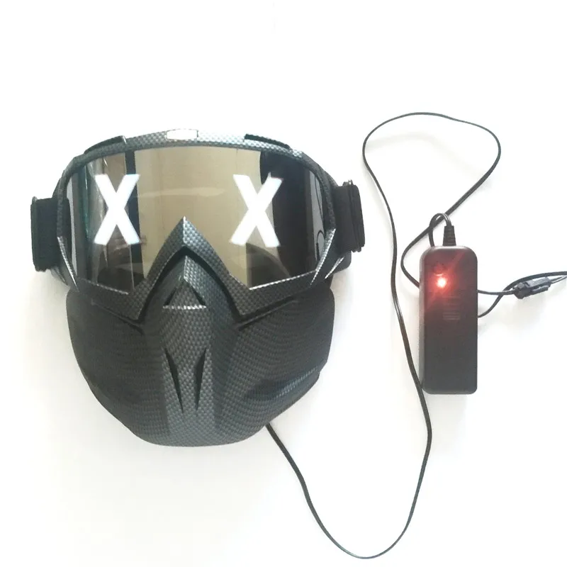 LED Half Face X Glowing Eyes DIY Lights Cosplay Mask - AllCosplay.com