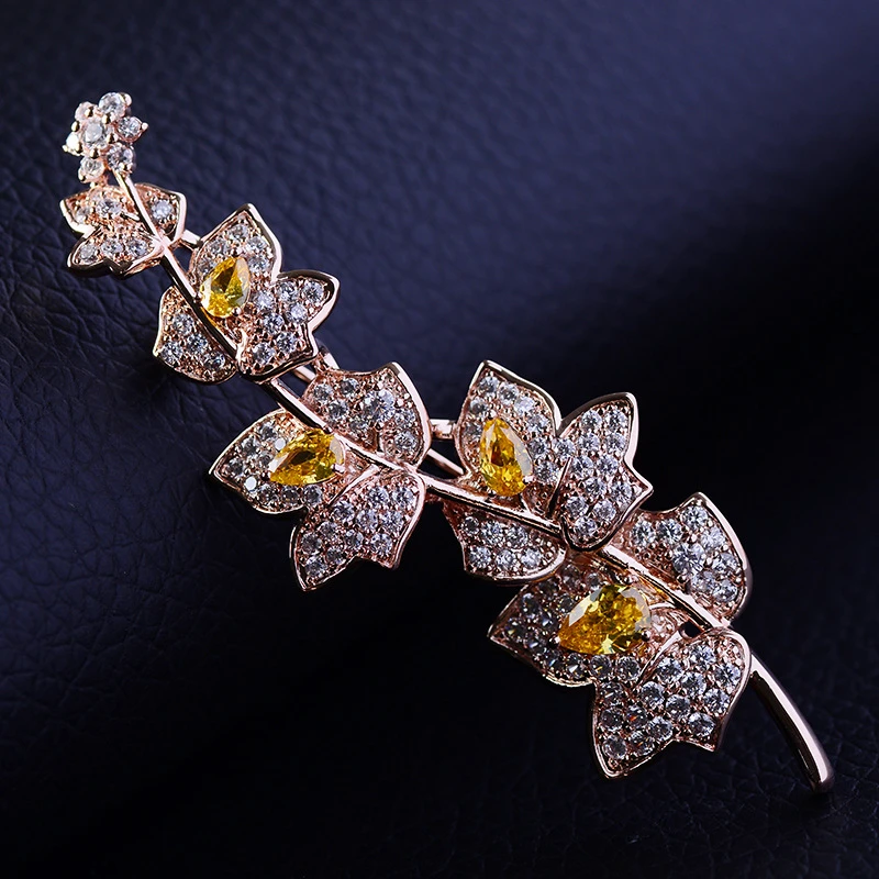 Luxury-Zircon-Maple-Leaf-Long-Brooch-Pins-for-Women-Plant-Brooches-Suit ...