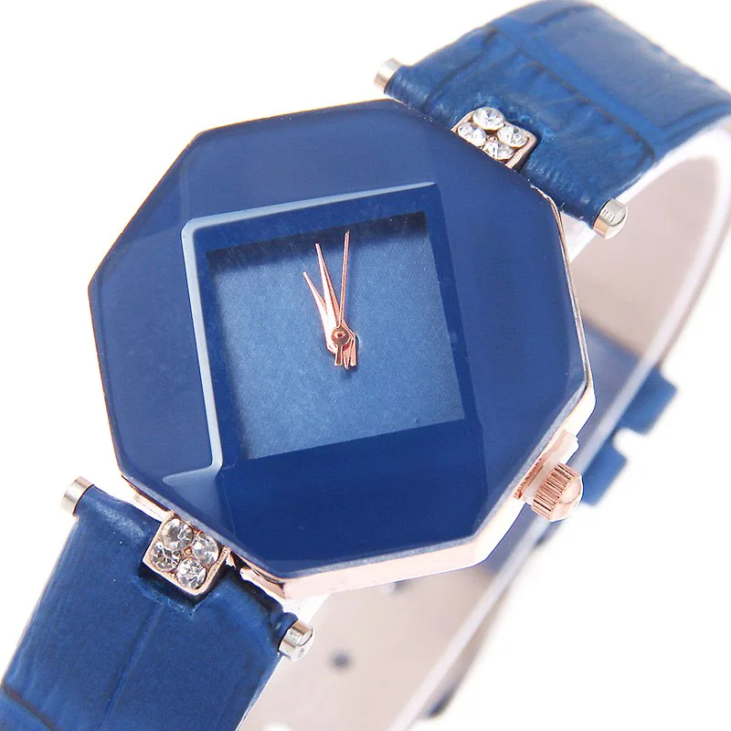 Fashion Wild Women Watch Blue Watch Leather Band Quartz Wristwatch ...