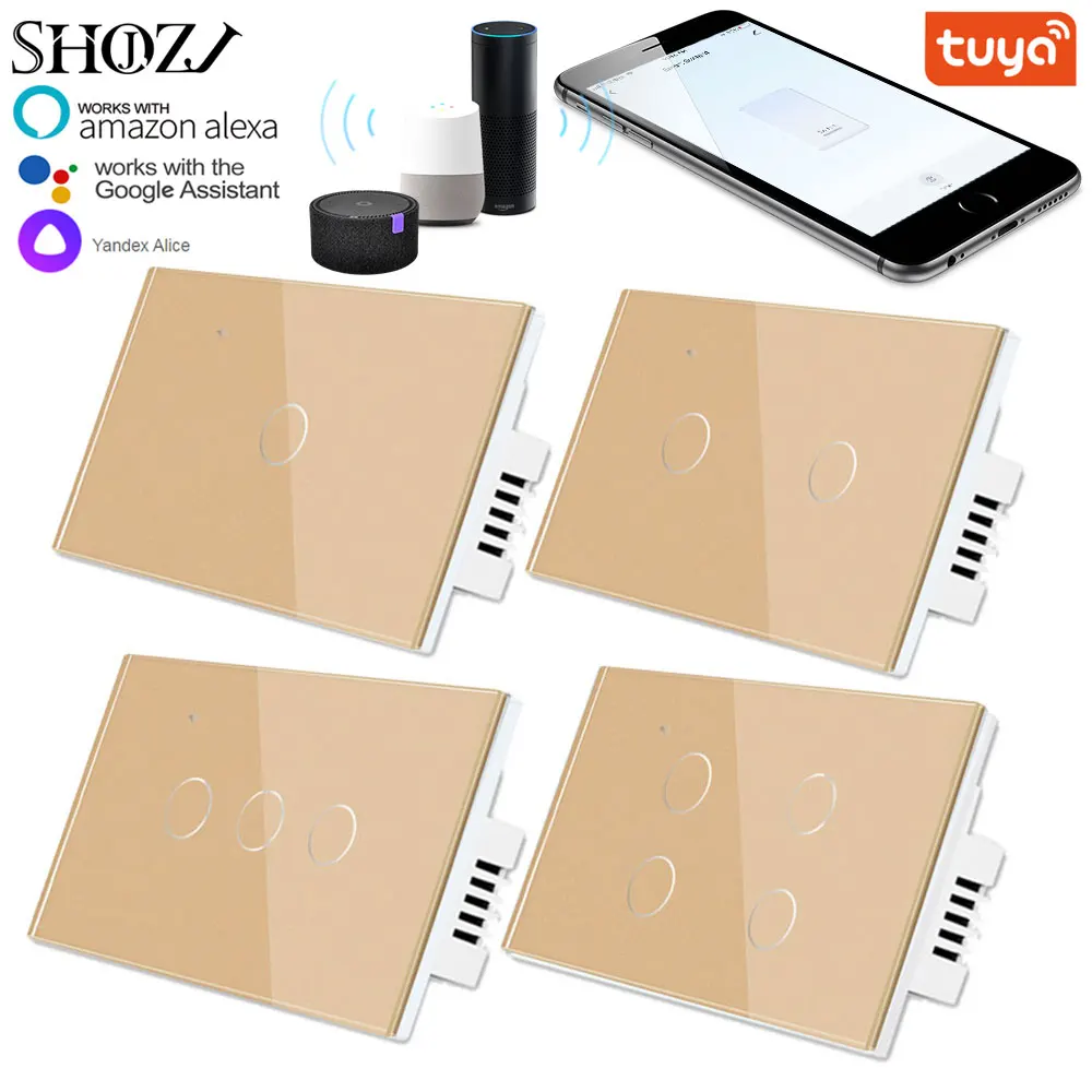 Tuya Smart Life Smart Wifi Wall Touch Light Switch Glass Us 1 2 3 4 ...