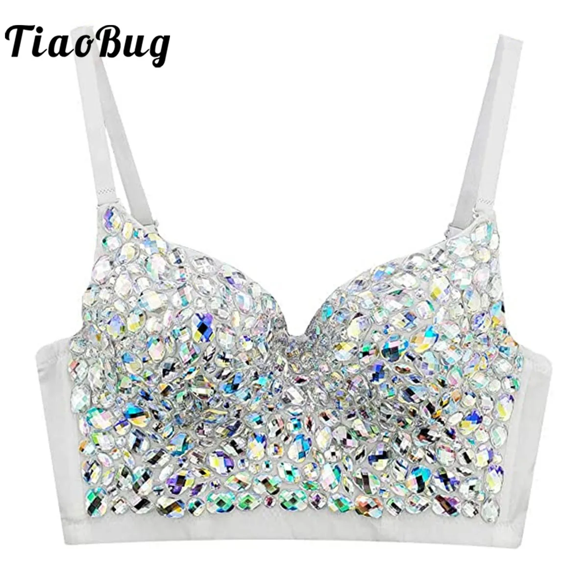 Strass brilhantes bralette colete das mulheres brilho beading ...