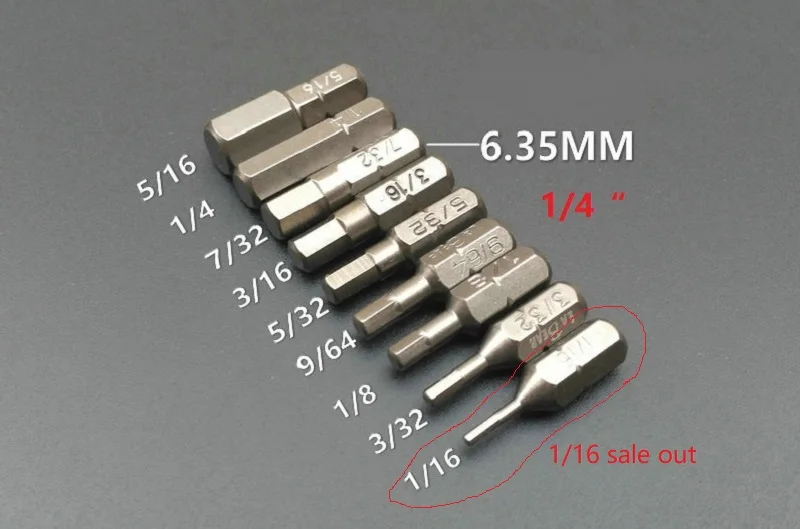 8Pcs British Hex Screwdriver Bits 3/32"-5/16" Magnetic S2 Steel 1/4 ...