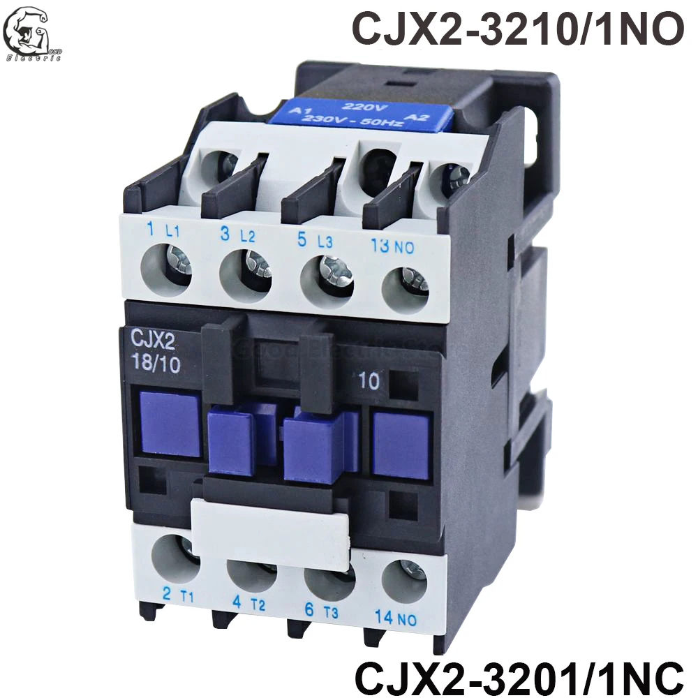 Contactor de CA CJX2 3210 32A, 3 polos trifásicos, sin voltaje de bobina, 380V, 220V, 110V, 36V ...