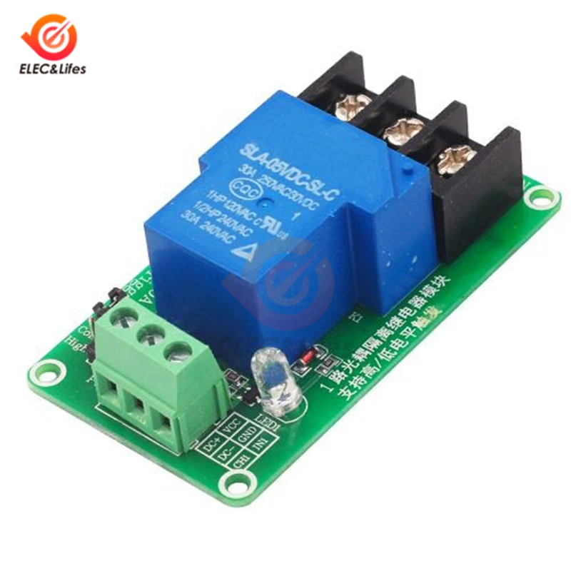 DC 5V 12V 24V 1 Channel Relay Module 30A with optocoupler isolation ...