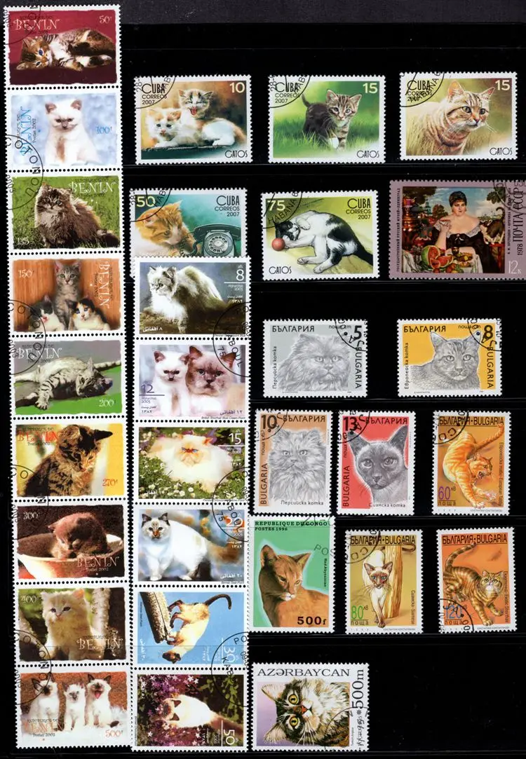 50Pcs-Lot-Cat-Kitten-Stamp-Topic-All-Different-From-Many-Countries-NO ...
