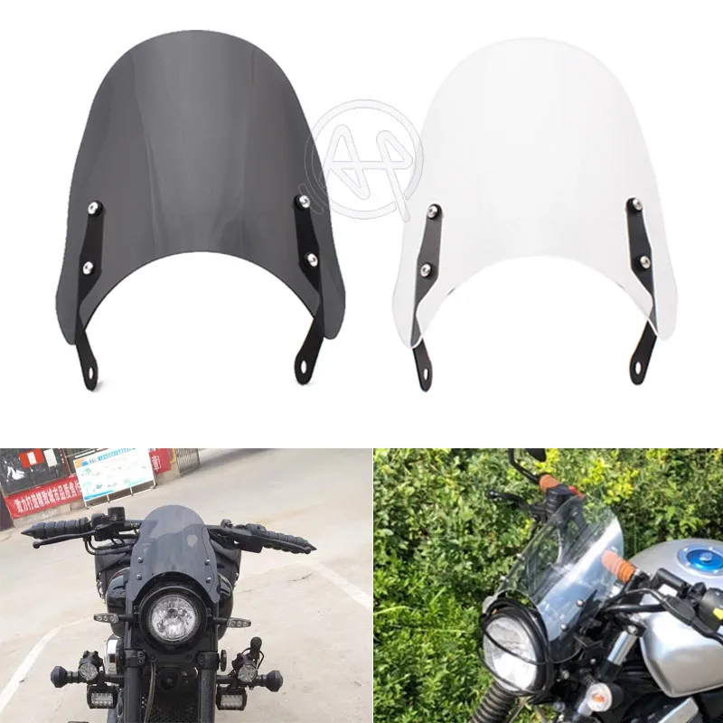 Universal-Motorcycle-Windshield-Round-Lights-Street-Bike-Windscreen ...