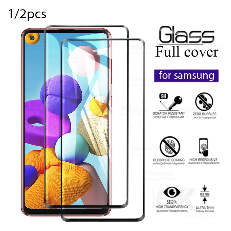 1 2 pcs protective glass on for samsung a21s samsun galaxy a21 s a21 ...
