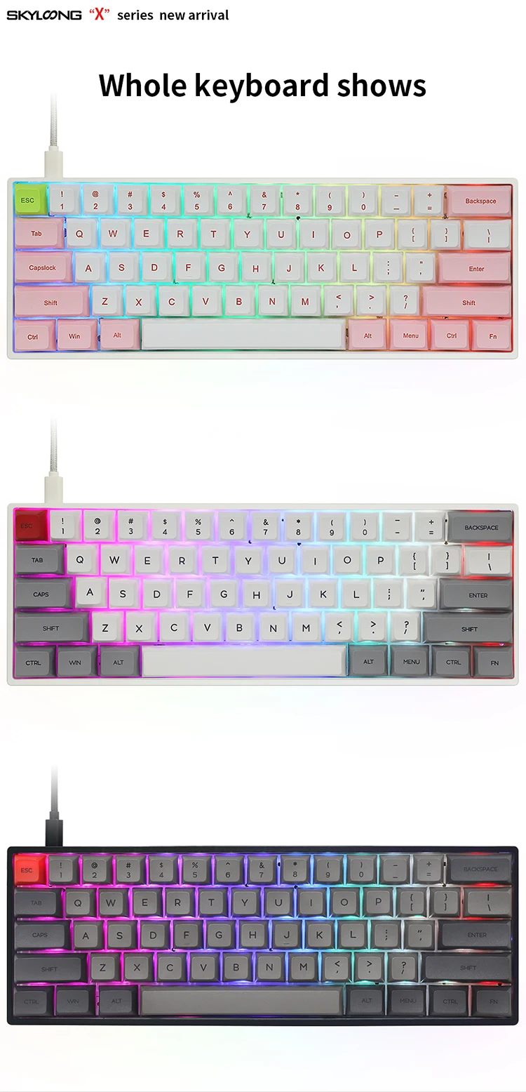 Механическая клавиатура gk61 gk61x 60% на заказ, rgb переключатель ...