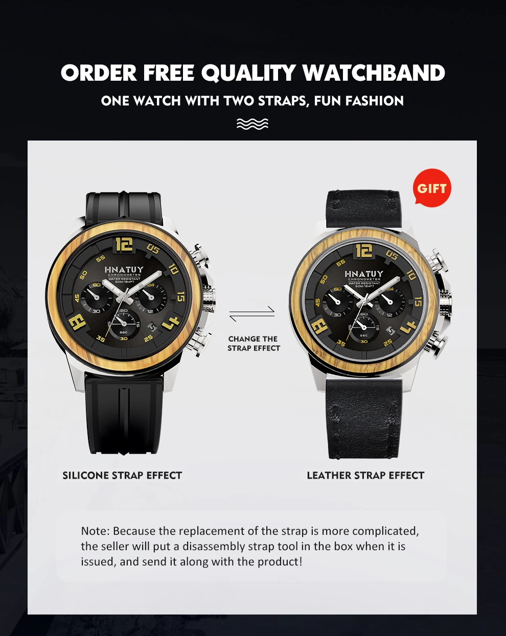 HNATUY мужские часы 5A TM водонепроницаемые часы из нержавеющей стали ...