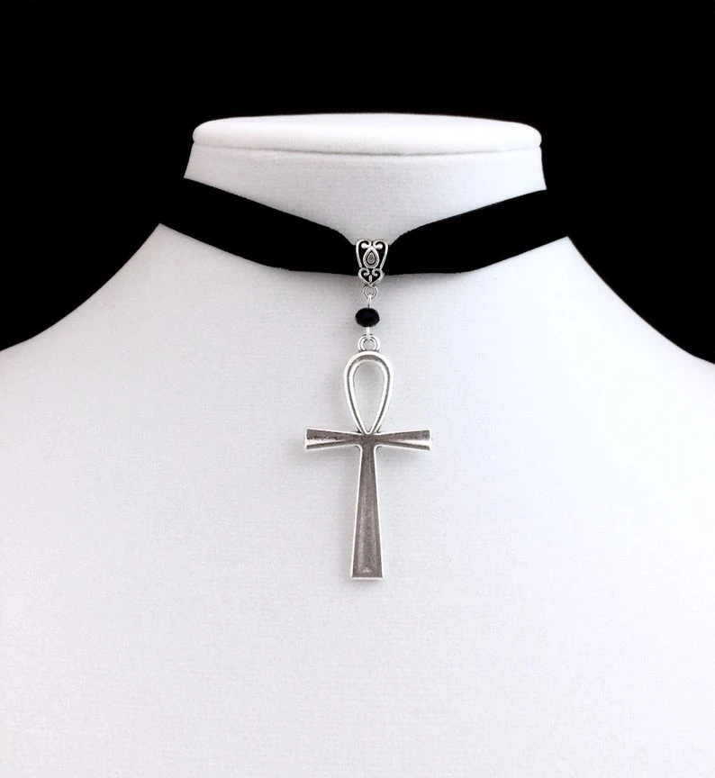Ankh Necklace Black Choker Egyptian Goth Grunge Ankh Eternal Life ...