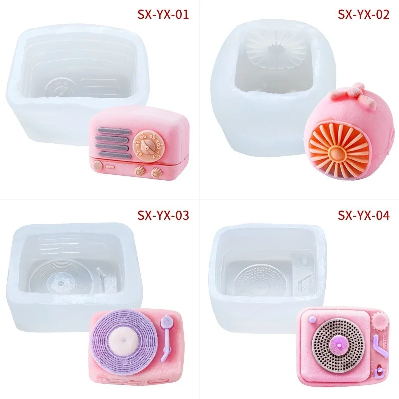4 Types Radio Phonograph Speaker Audio Silicone Mold Cake Mold ...