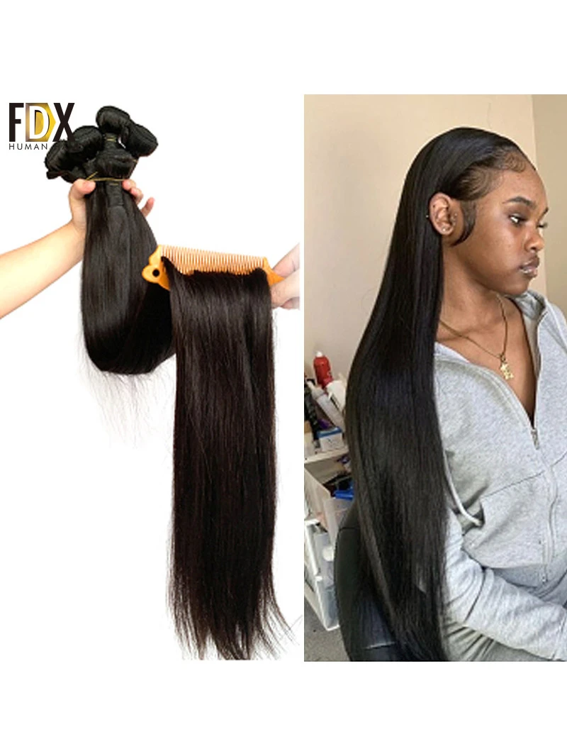 Fdx 30 32 34 36 38 40 Inch Silky Straight Brazilian Hair Weave Bundles ...
