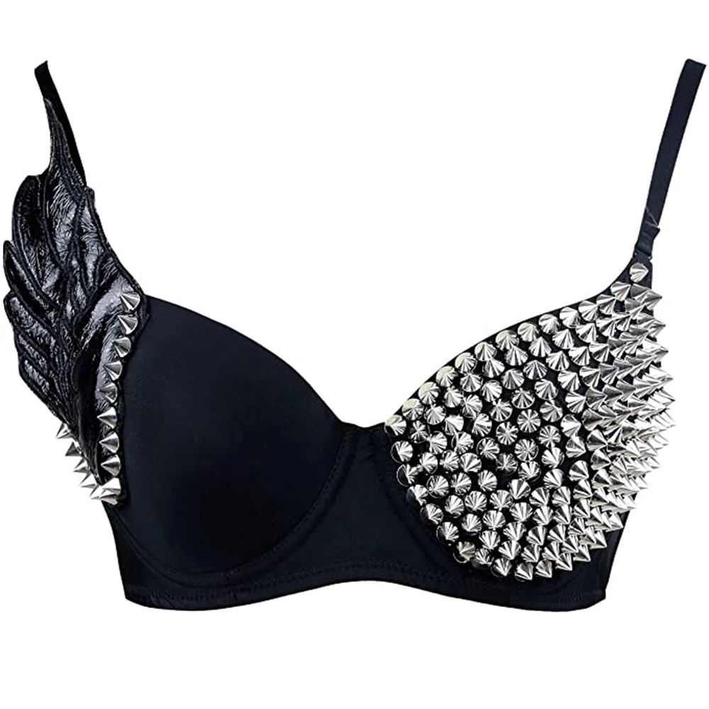 Sexy Lingerie Cotton Metallic Spike Stud Rivet Bra Push Up Gorge ...