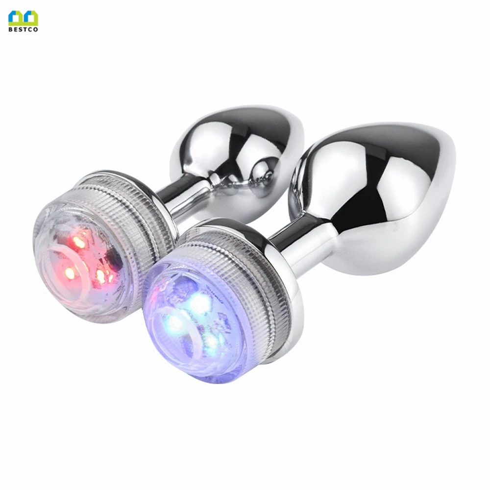 Bestco 18 + アナルプラグledカラフルなライトなしバイブレータ金属ディルドオナホールバット拡張膣マッサージ大人のゲーム大人のおもちゃ|null| - AliExpress