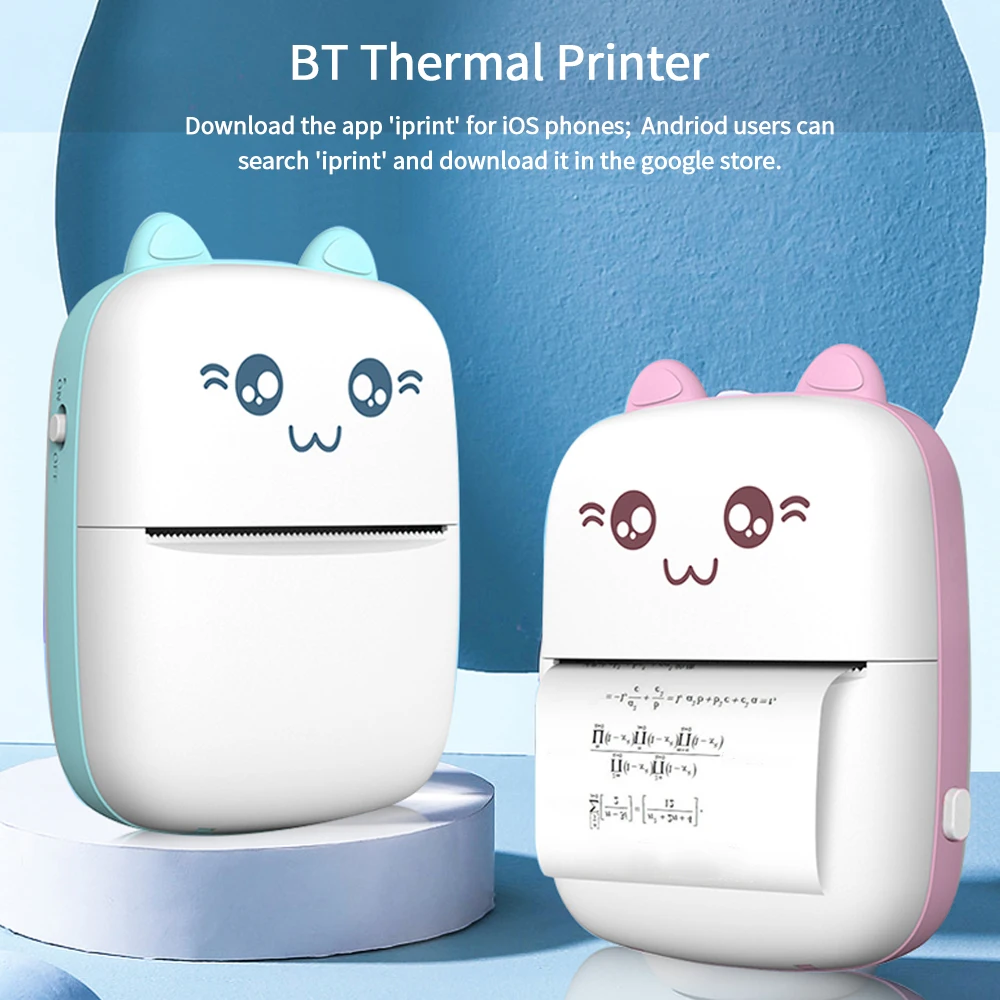 Portable Mini Thermal Printer Wirelessly BT 203dpi Photo Label Memo ...