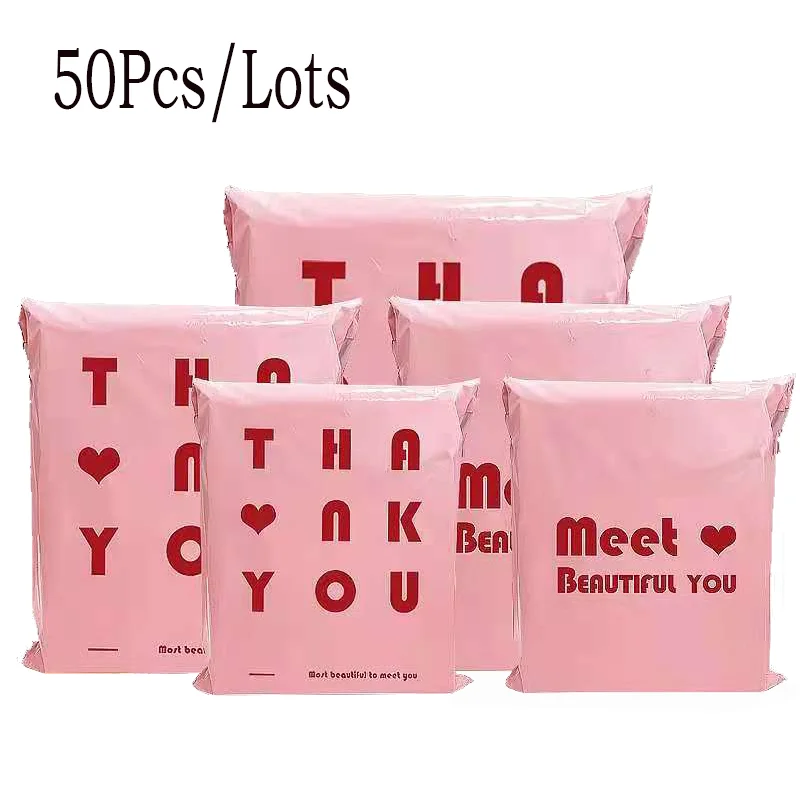 50Pcs/Lot Opaque PE Plastic Express Envelope Storage Bags Pink Bag Red ...