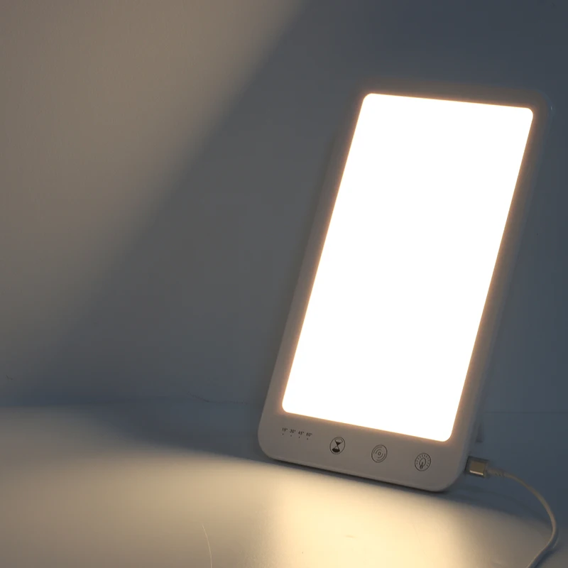조명 테라피 램프 10000 Lux Led 3 가지 조정 가능한 색상 태블릿 크기 및 밝기 제어 기능이있는 태양 램프 흰색