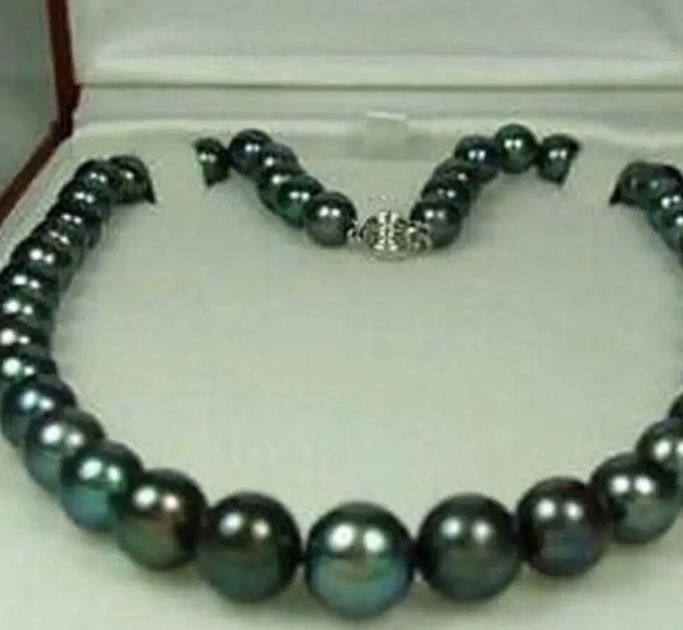 Collar de perlas naturales negras, 8 9MM, 17 ", gran oferta|Collares de ...
