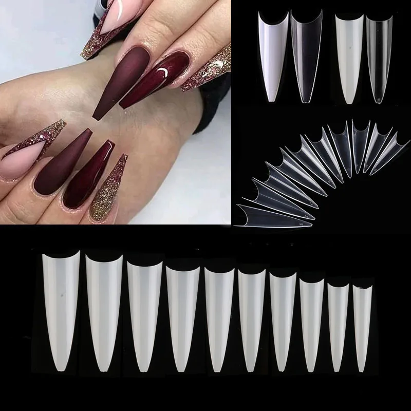 600pcs-pack-Stiletto-French-False-Nails-Transparent-Natural-Color-XXL ...