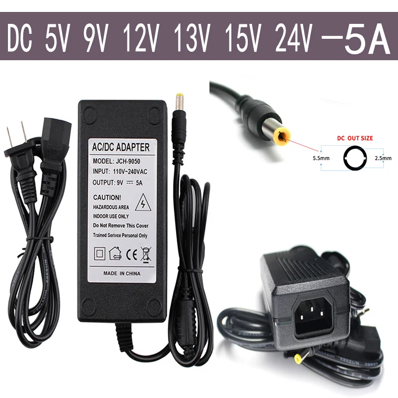 AC/DC Universal Power Adapter Supply 220V TO 12V 24V 15V 9V 13V 5V 5A ...