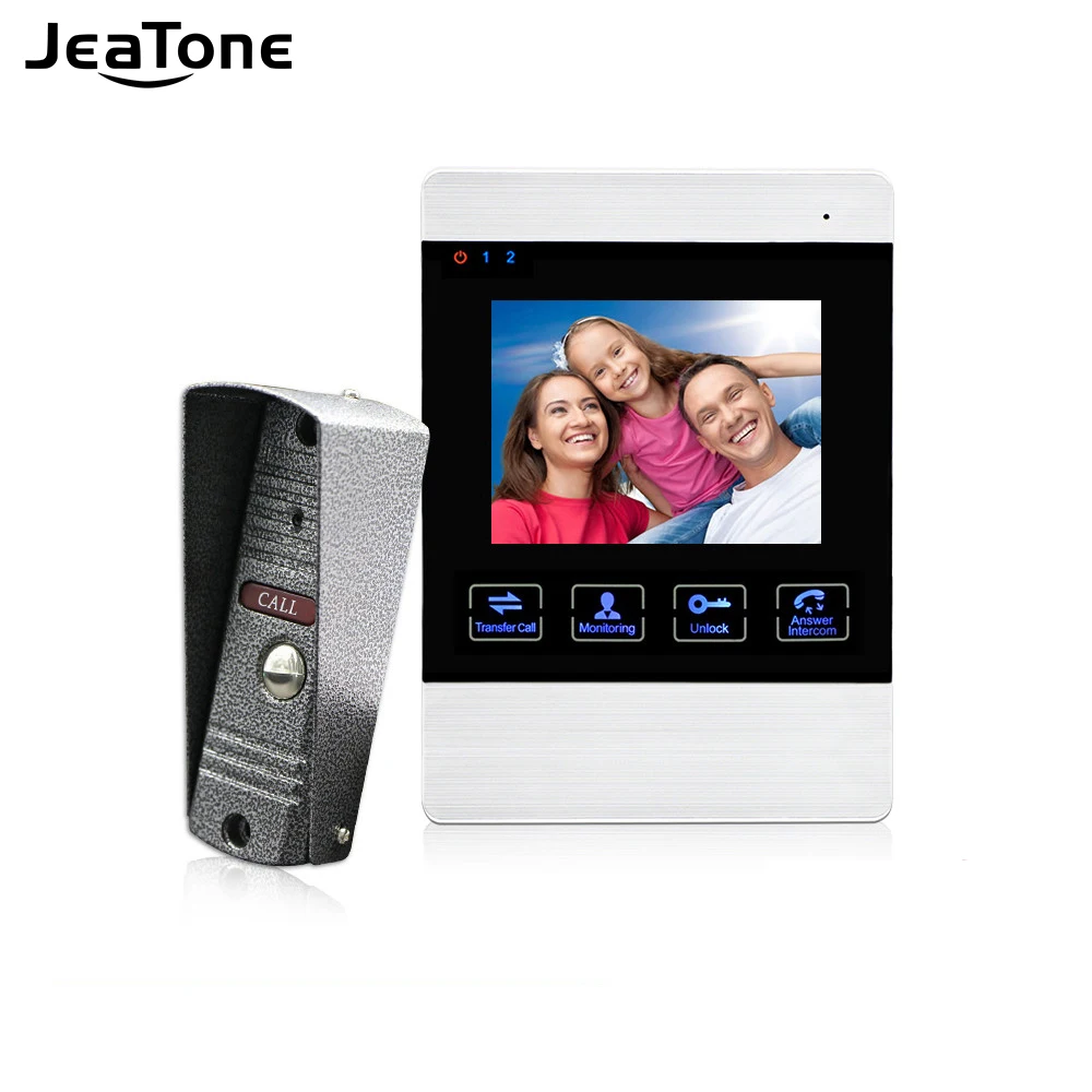 JeaTone 4 Inch HD Led Video Door Intercom System Door Bell 1200TVL ...
