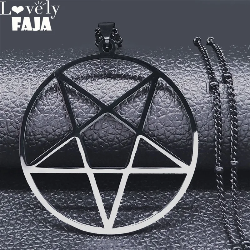 Fashion-Witchcraft-Satan-Pentagram-Stainless-Steel-Chain-Necklace-Women ...
