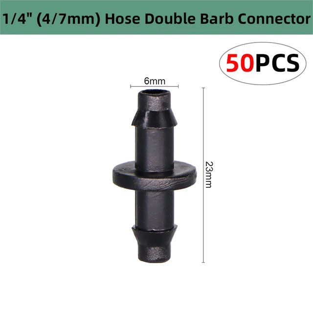 Garden Irrigation 1/4" Hose Double Barb Micro Flow Drip System Straight ...