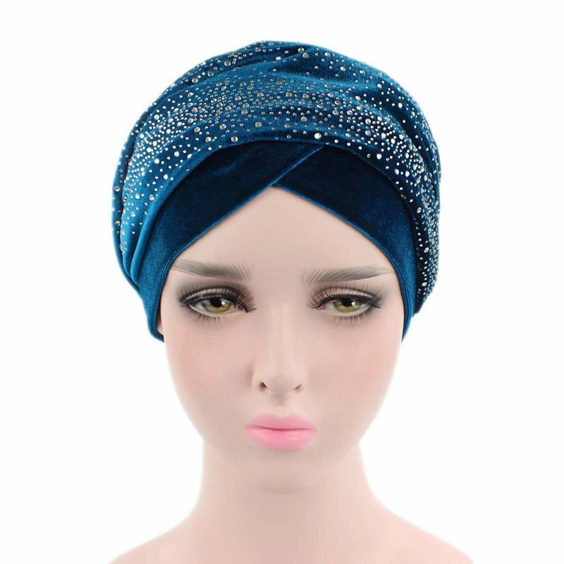 Rhinestone-Velvet-Muslim-Scarf-Hijab-Ready-to-Wear-Turban-Caps-African ...