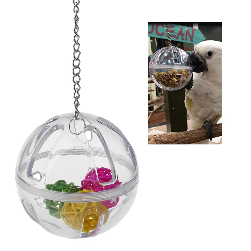 Pet-Parrot-Chew-Toy-Acrylic-Foraging-Ball-With-Balls-Inside-Bird-Cage ...