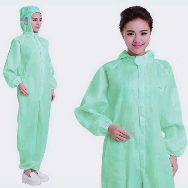 Unisex Protective One-piece Coveralls Clean Clothes Hood Dust-proof ...