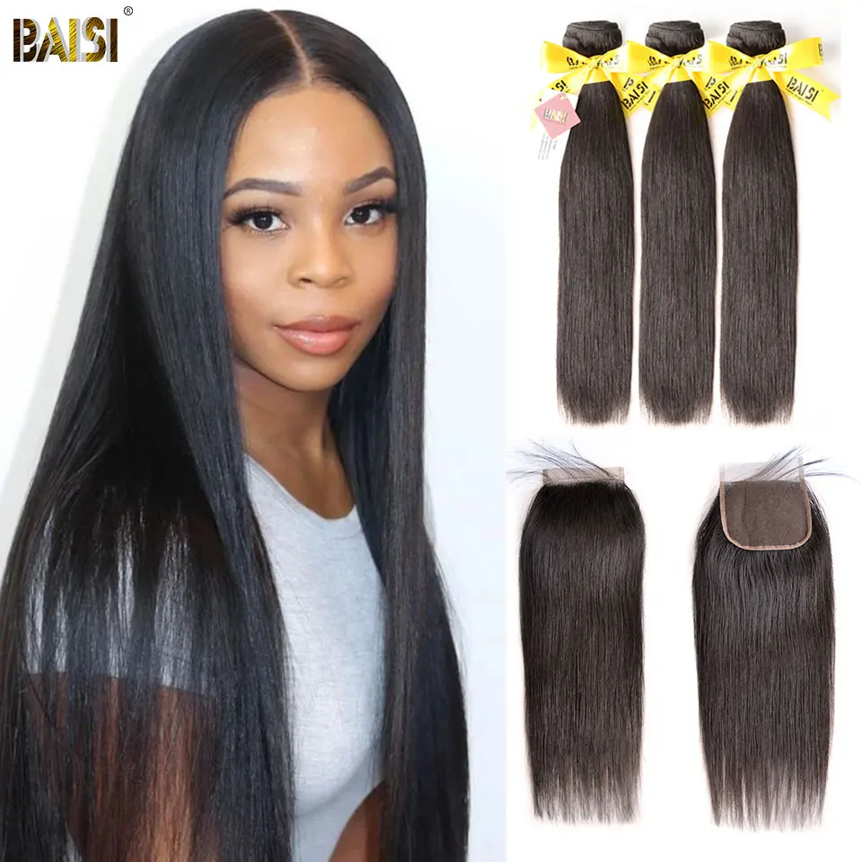 BAISI-Hair-Malaysian-Hair-Weave-Straight-Virgin-Hair-3-Bundles-with ...
