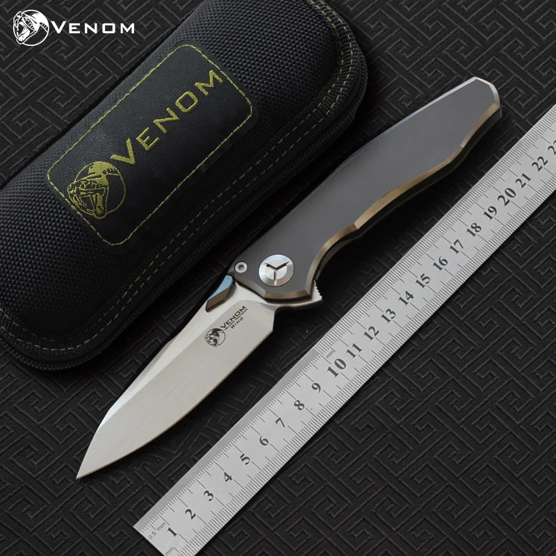 VENOM-4-Wing-Kevin-John-S35VN-SOLID-Titanium-handle-Flipper-folding ...