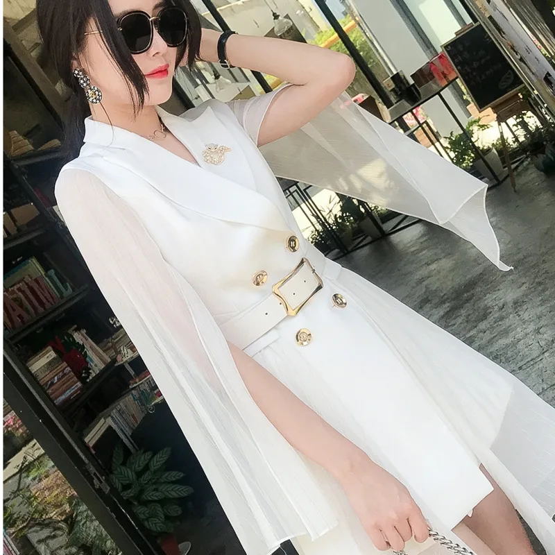 Office-Lady-Style-High-end-White-Cloak-Suit-Coat-2021-Spring-Autumn ...
