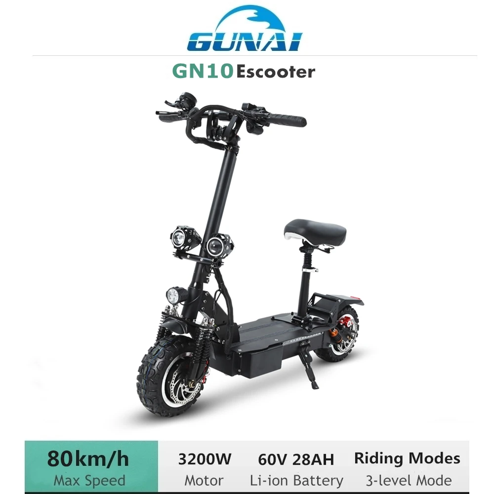 GUNAI patinete eléctrico plegable Unisex, 60V, 28Ah, 3200W, neumático ...