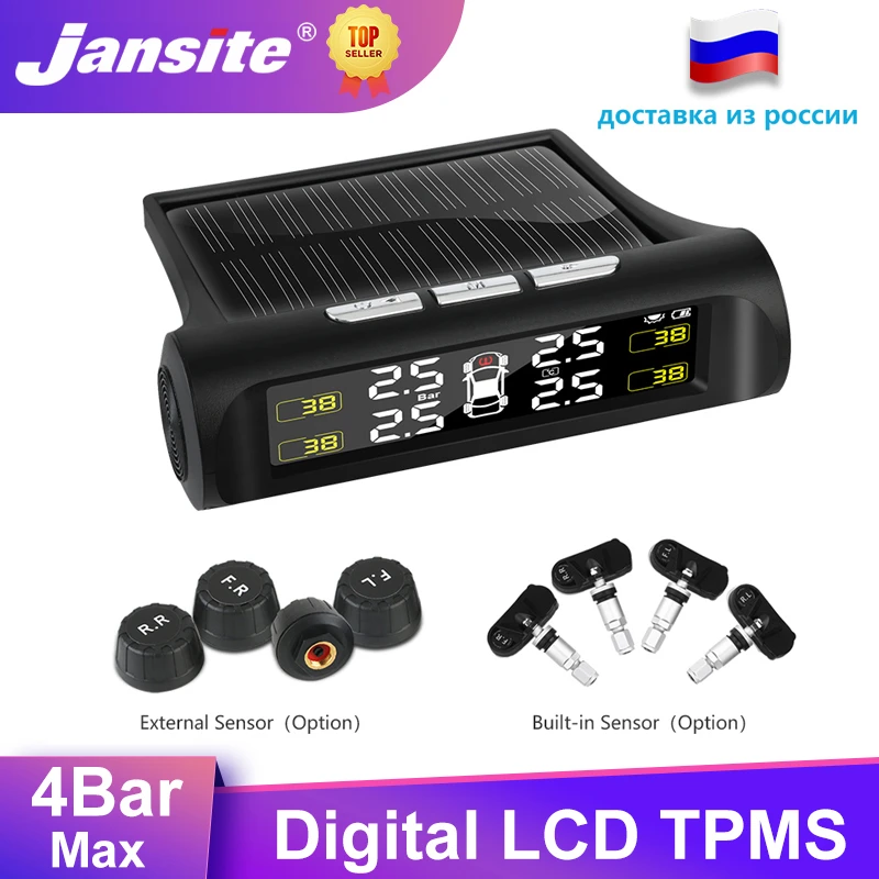 Jansite Car Tpms Tire Pressure Monitoring System Solar Charging Hd ...