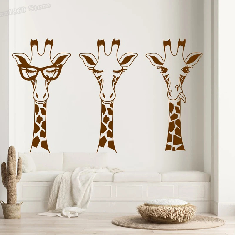 Large-Giraffe-Heads-Wall-Decal-Funny-Giraffe-Face-with-Tongue-Wall ...