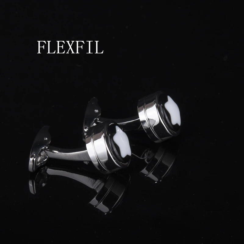 Flexfil 남성용 고급 셔츠 커프스 단추 브랜드 커프스 단추 고품질 라운드 웨딩 쥬얼리타이 클립 And 단추