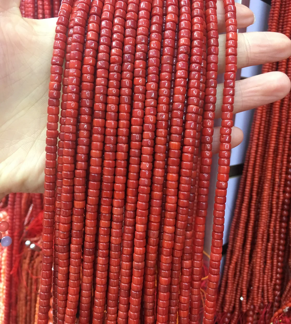 Column Shape Natural Stone Coral Beads Loose Beads Isolation Beads Diy ...