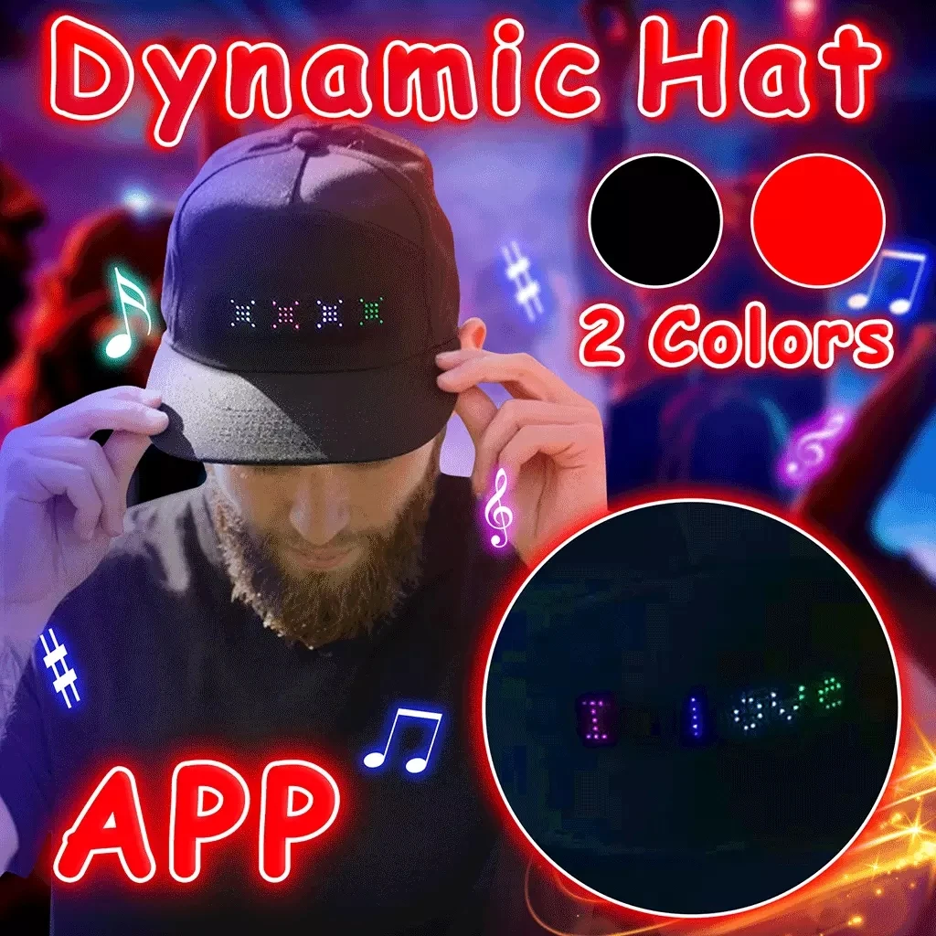 2021 New Hats Luminous LED Display Multilanguage Wireless Bluetooth ...