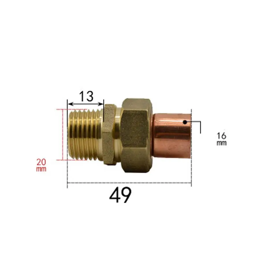 DN15 G 1/2" BSPP Male x Copper Inner Dia 16mm Brass Copper End Feed ...